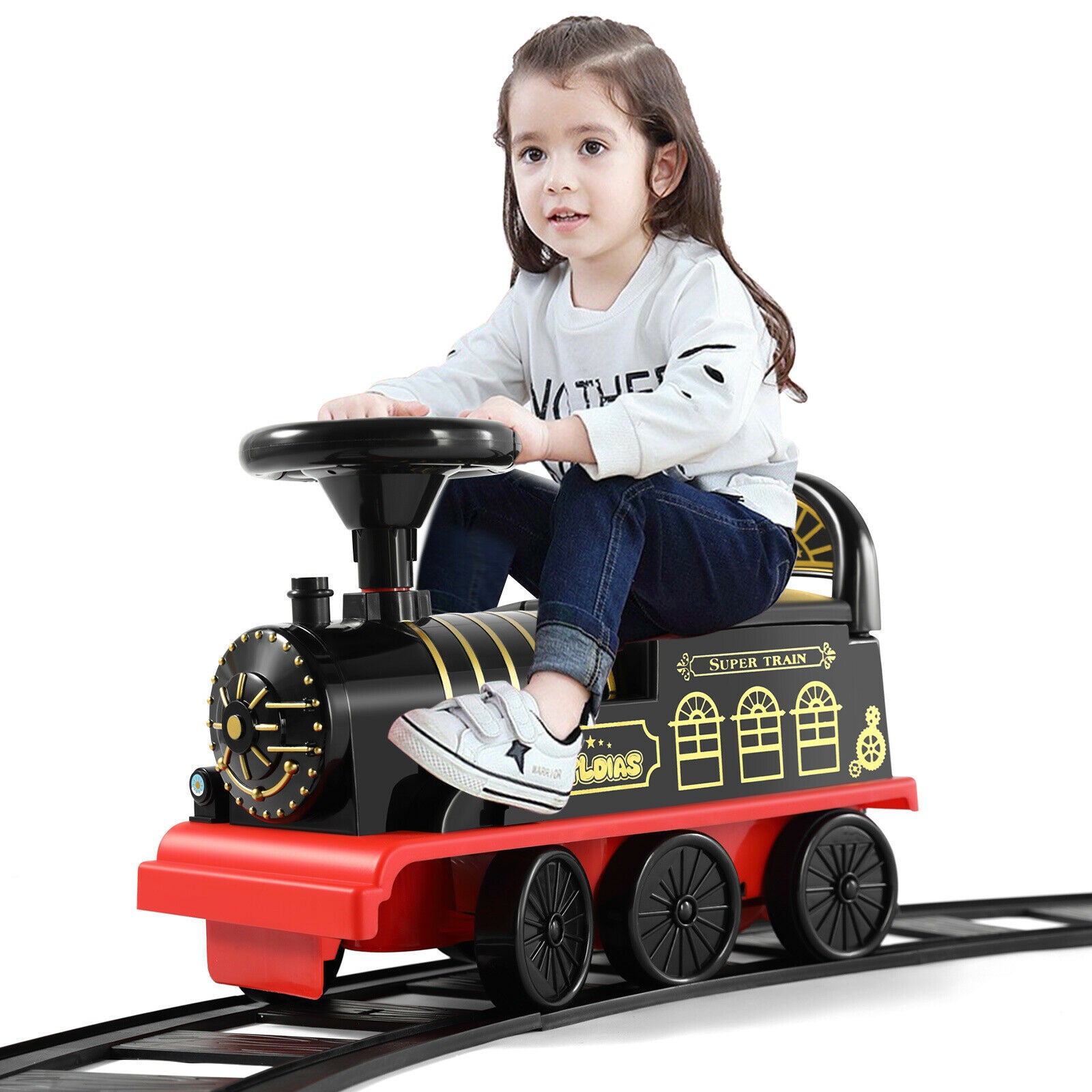 #4010 6V Ride On Train with 16pcs Curved Tracks Electric Ride On Toy T