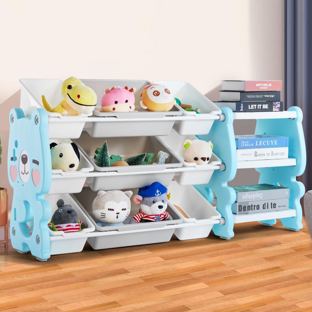 Kids' Toy Storage Organizer 3-Tier Bookshelves and Toy Collection ...